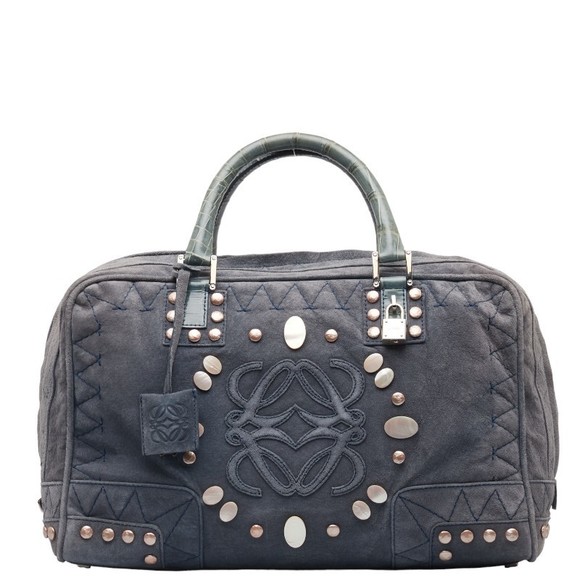 Loewe | Bags | Loewe Amazona 36 Anagram Shell Mini Blue Suede Crocodile ...